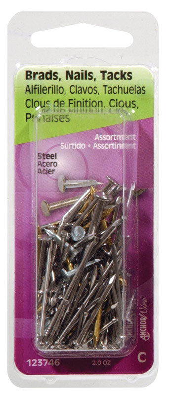 Hillman Solid Brass Steel Brad, Nail, Tack Assortment 2 oz. – Shell ...