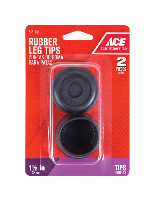 Ace Rubber Round Leg Tip Black 1-1/2 in. W 2 pk – Shell Lumber and Hardware