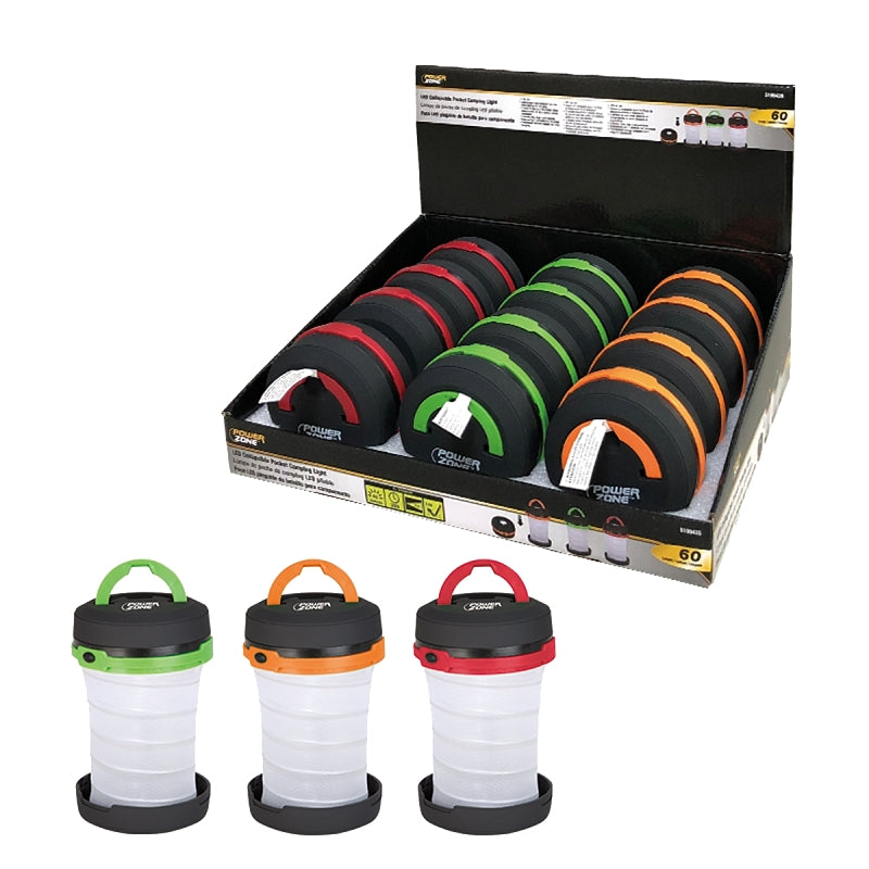 PowerZone LP-6358 Collapsible Pocket Camping Light, LED Lamp, White Li ...