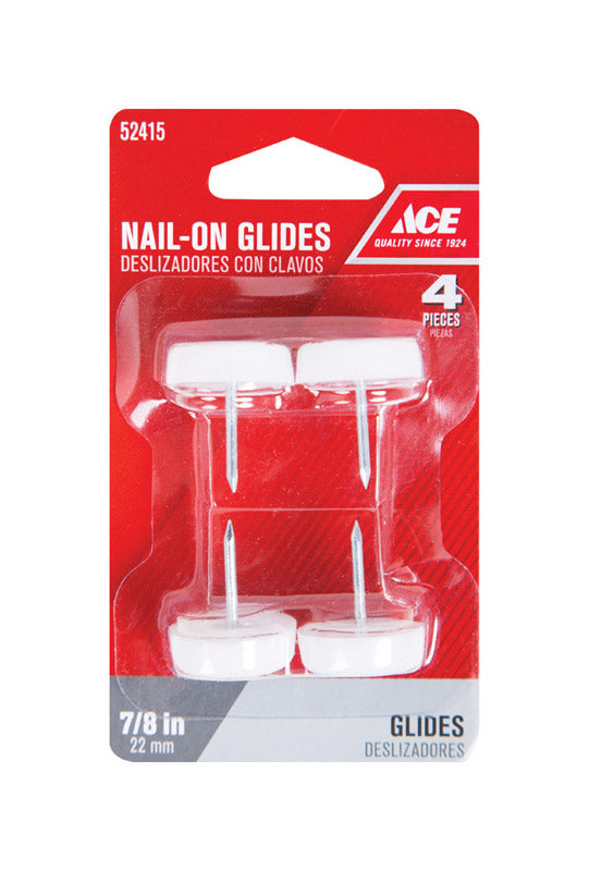 Ace 0.88 in. Dia. x 0.9 in. W Plastic / Nylon Nail-On Glide with Plast ...
