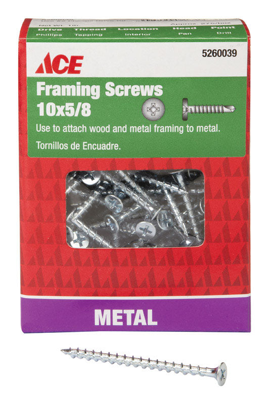 Ace No. 10 x 5/8 in. L Phillips Pancake Head Zinc-Plated Steel Framing ...