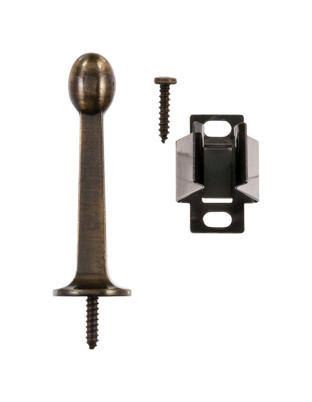 Ace Metal Rigid Door Stop with Holder 3 in. L Antique Brass – Shell ...