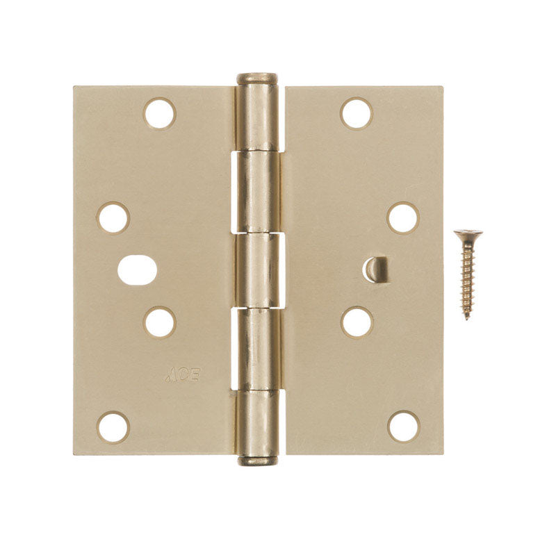 Ace Steel Residential Hinge 4 in. L Satin Brass 1 pk – Shell Lumber and ...
