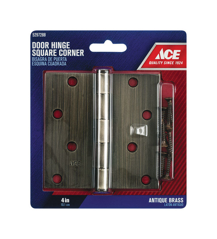 Ace Steel Residential Hinge 4 in. L Antique Brass 1 pk – Shell Lumber ...