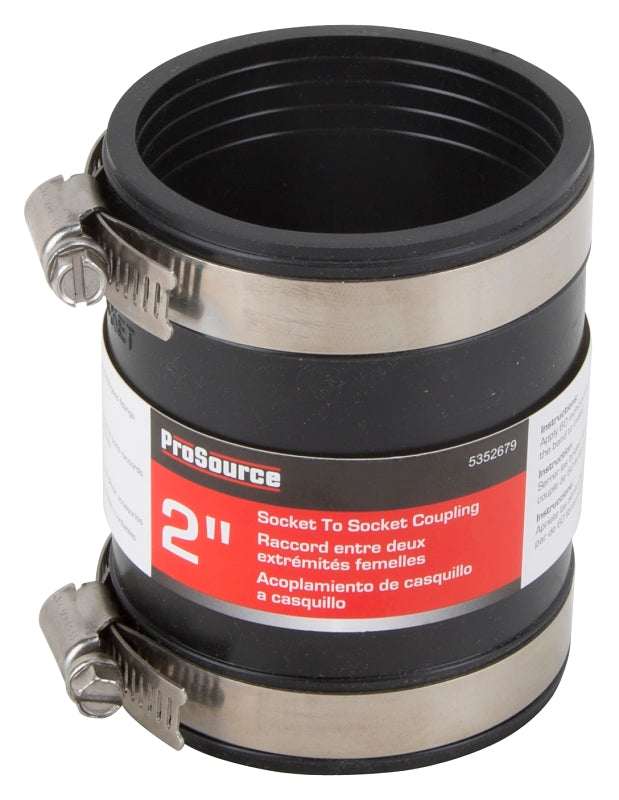 ProSource KJ-019 Coupling, 2 in, Socket to Socket Coupling, PVC, Black ...