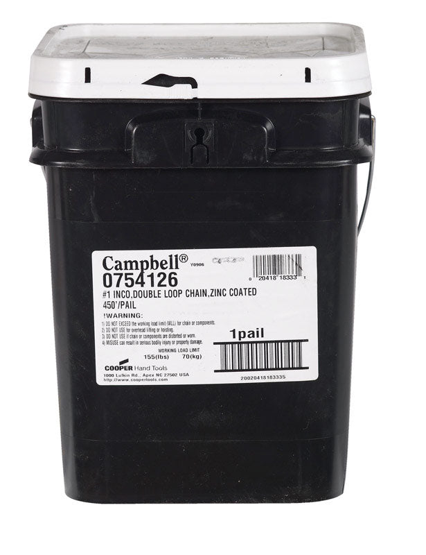 Campbell Chain Double Loop Chain 450 ft. L x 1/8 in. Dia. No. 1 Silver ...
