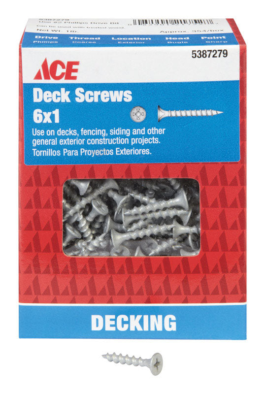 Ace No. 6 x 1 in. L Phillips Bugle Head Galvanized Steel Deck Screws 1 ...