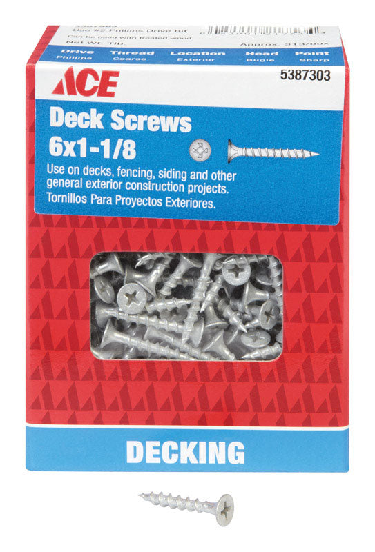 Ace No. 6 x 1-1/8 in. L Phillips Bugle Head Galvanized Steel Deck Scre ...
