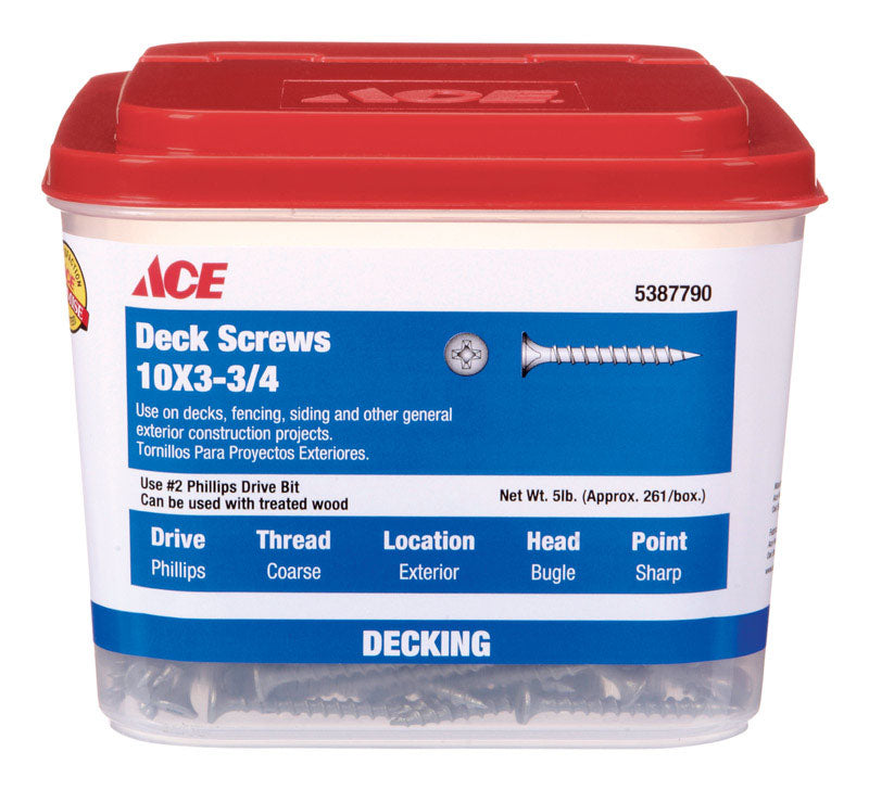 Ace Deck Screws Phillips Coarse No. 10 3-3/4 in. L Galvanized 5 lb ...