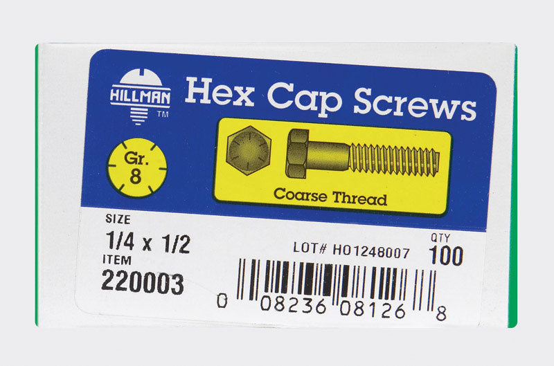 Hillman Hillman Heat Treated Yellow Dichromate Coarse Hex Head Cap Scr ...