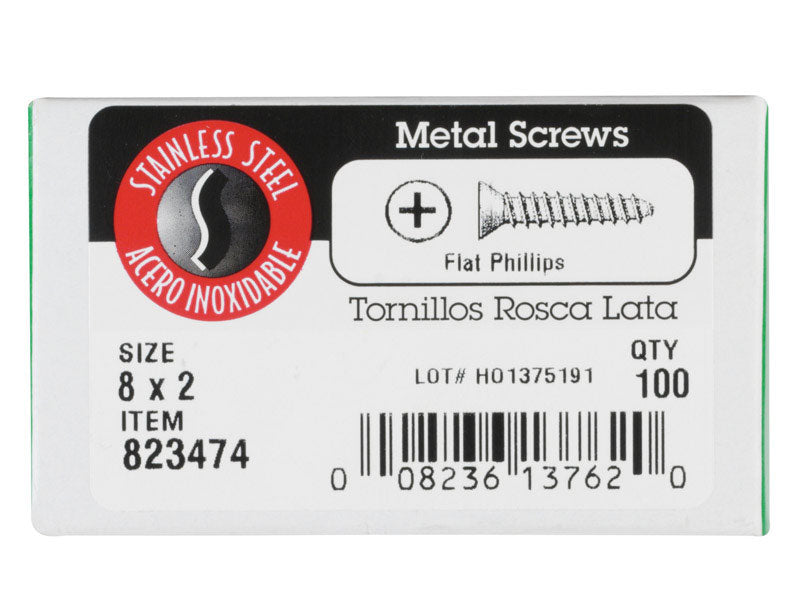 Hillman Flat Head Phillips Drive Sheet Metal Screws Stainless Steel 8 ...