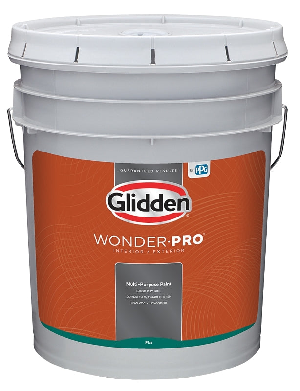 Glidden Wonder-Pro GLWP30WB/05 Paint, Flat Sheen, Pastel Base/White, 5 ...