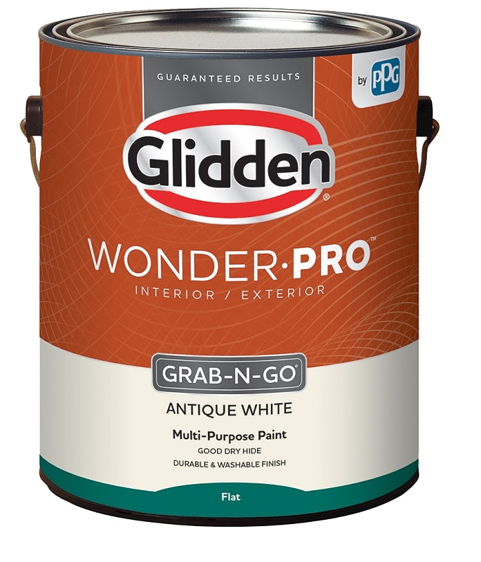 Glidden Wonder-Pro GLWP30AW/01 Paint, Flat Sheen, Antique White, 1 gal ...