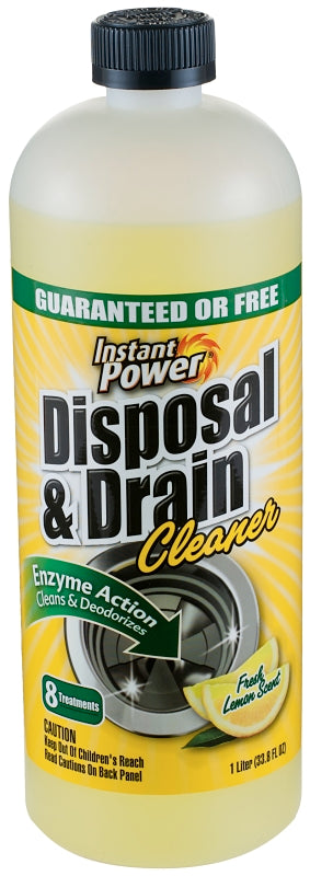 Instant Power 1501 Disposal and Drain Cleaner, 1 L, Liquid, Lemon, Yel ...