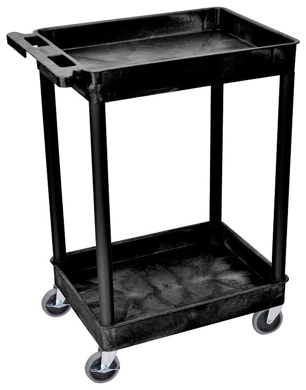 Luxor RPSTCS11-B Utility Tub Cart, 300 lb, 2-Shelf, Black, 24 in OAW ...