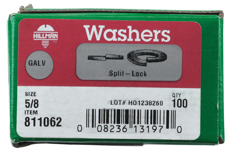 Hillman 5/8 in. Dia. Hot-Dipped Galvanized Steel Split Lock Washer 100 ...