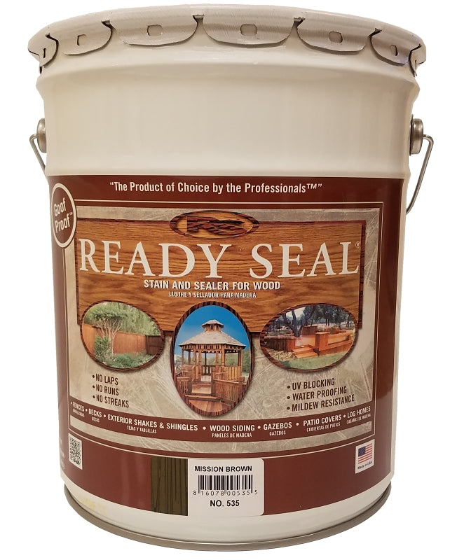 Ready Seal 535 Exterior Wood Stain, Flat, Mission Brown, Liquid, 5 gal ...