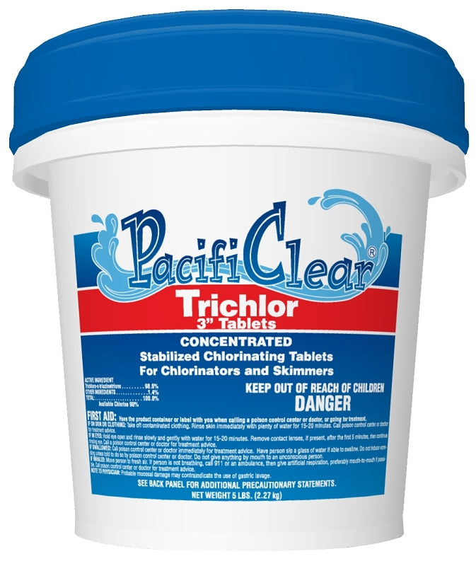 PacifiClear F008005040PC Trichlor Chlorine Sanitizer, 5 oz Pail, Table ...