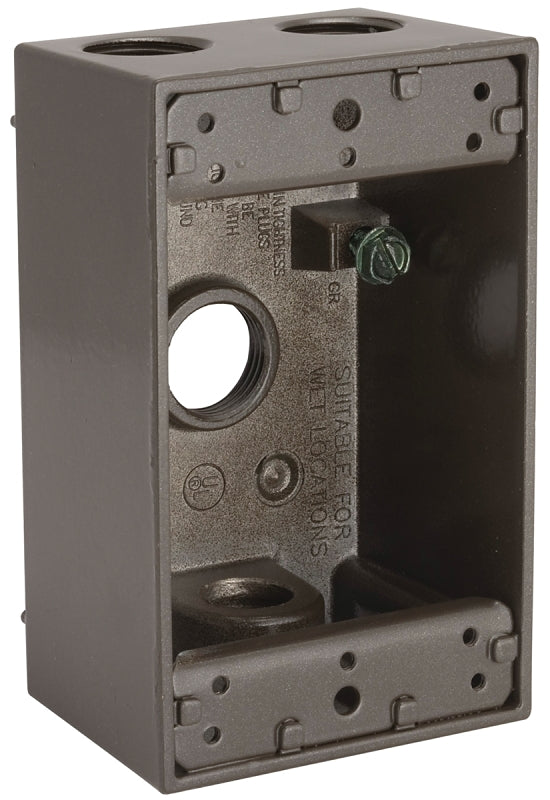 Hubbell 5321-2 Weatherproof Box, 4-Outlet, 1-Gang, Aluminum, Bronze, P ...