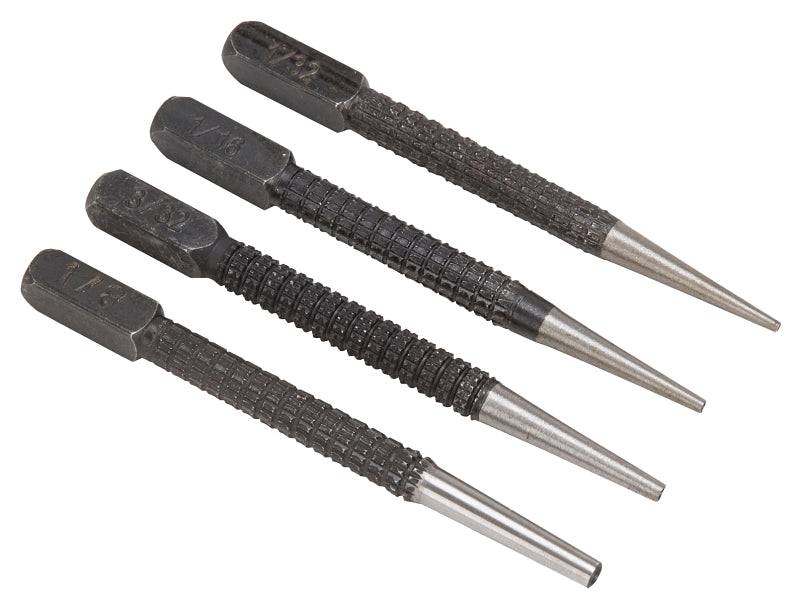Vulcan JLO-048 Nail Punch Set 4Pc, 4-Piece, Alloy Steel, Blackened, Bl ...