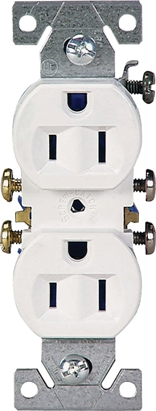 Eaton Wiring Devices 270W Duplex Receptacle, PVC, White, 2-Pole, 15 A ...