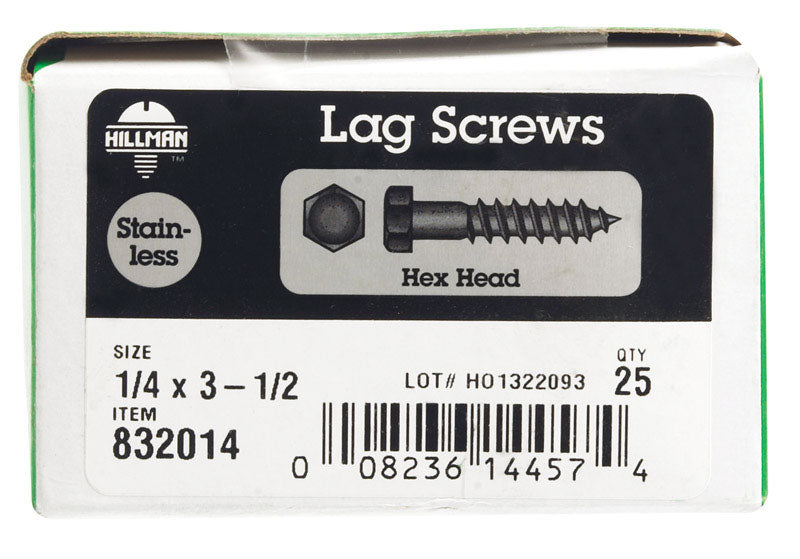Hillman 1/4 in. x 3-1/2 in. L Hex Lag Screw – Shell Lumber and Hardware