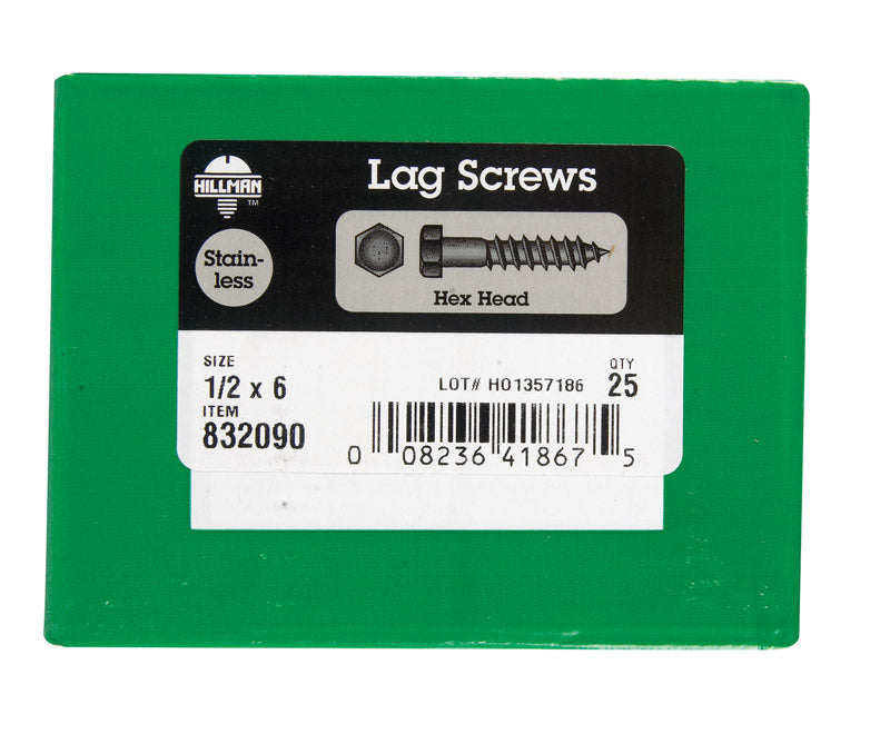 Hillman 1/2 in. x 6 in. L Hex Lag Screw – Shell Lumber and Hardware