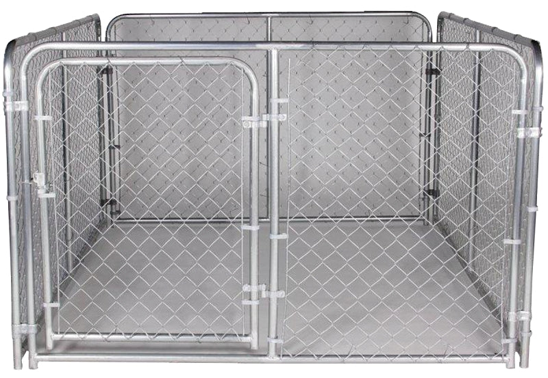 Stephens Pipe & Steel Silver DKS16084 Dog Kennel, 6 ft OAL, 8 ft OAW ...