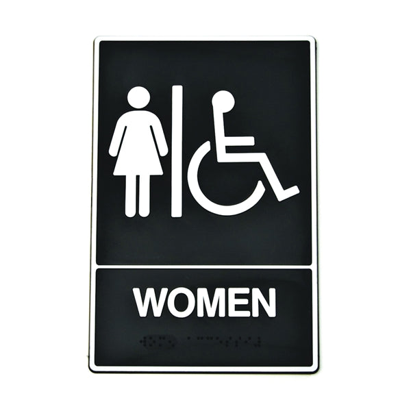 Hy-Ko English 9 in. H x 6 in. W Plastic Sign Women (Handicap, Braille ...
