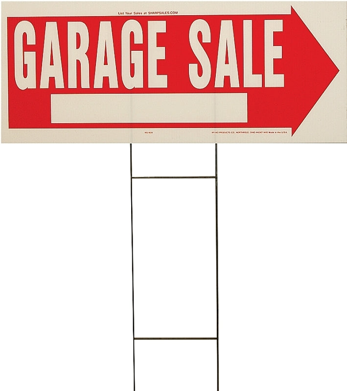 Hy-Ko RS-804 Lawn Sign, Garage Sale, White Legend, Red Background, Pla ...
