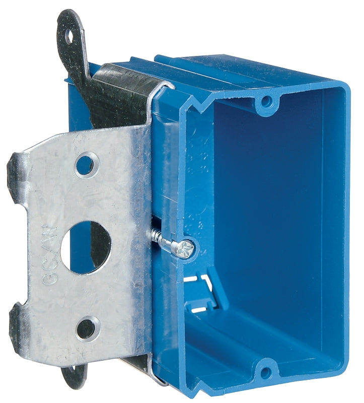 Carlon B121ADJ New Work Outlet Box, 21 cu-in, 1-Gang, PVC, Blue, Brack ...