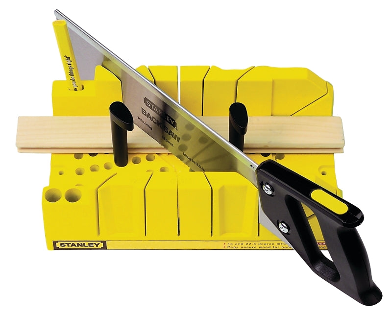 STANLEY 20-600 Clamping Miter Box, 14 in W Cutting, 45/90 deg, 45 deg ...