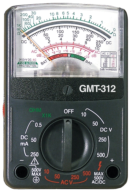 Gardner Bender GMT-312 Multimeter, 1 mOhm, Analog Display, Black ...