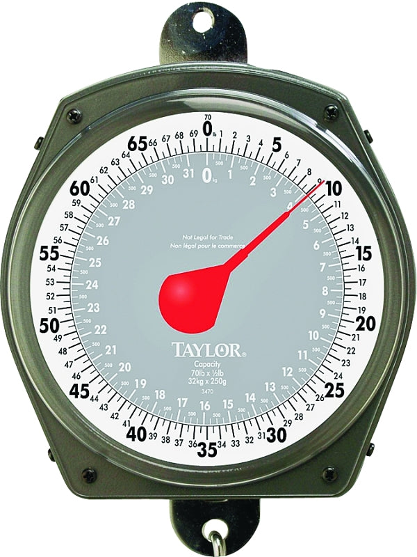 Taylor 3470 Hanging Scale, 70 lb, Analog Display, Steel Housing Materi ...