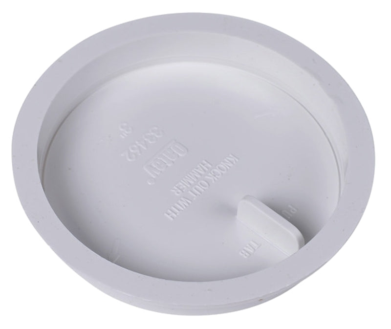 Oatey Knock-Out 39102 Test Cap with Barcode, 3 in Connection, ABS, Whi ...