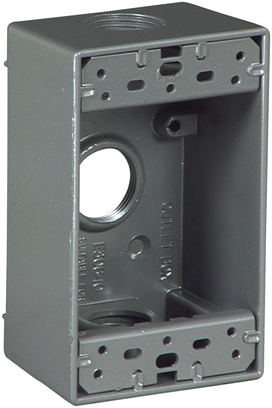 Eaton Wiring Devices 1116-SP Outlet Box, 3-Outlet, 1-Gang, Aluminum, B ...
