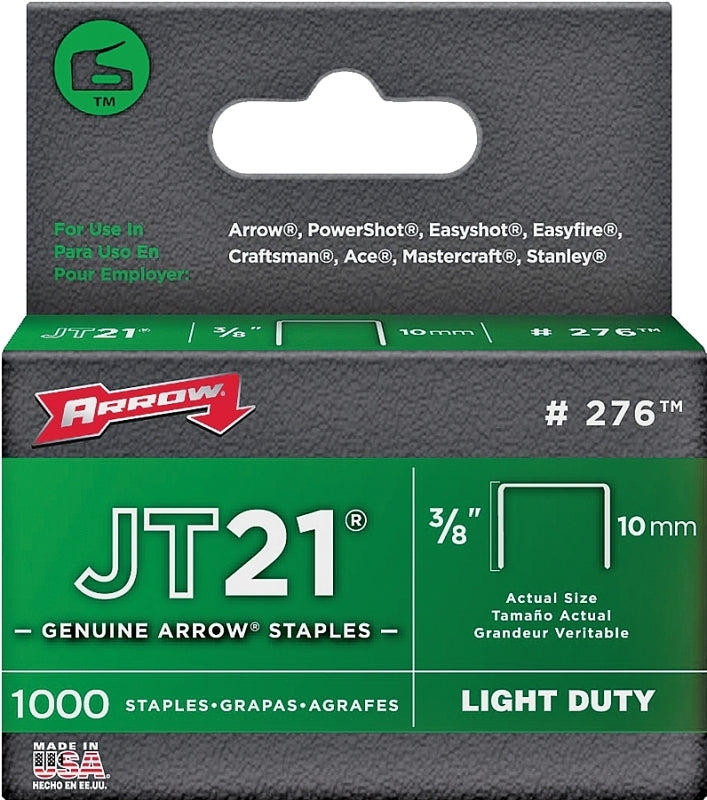Arrow JT21 Series 276 Staple, 7/16 in W Crown, 3/8 in L Leg, Pack of 5 ...