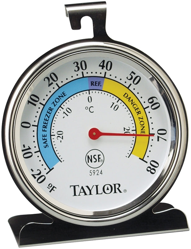 Taylor 5924 Fridge/Freezer Thermometer, -20 to 80 deg F, Analog Displa ...