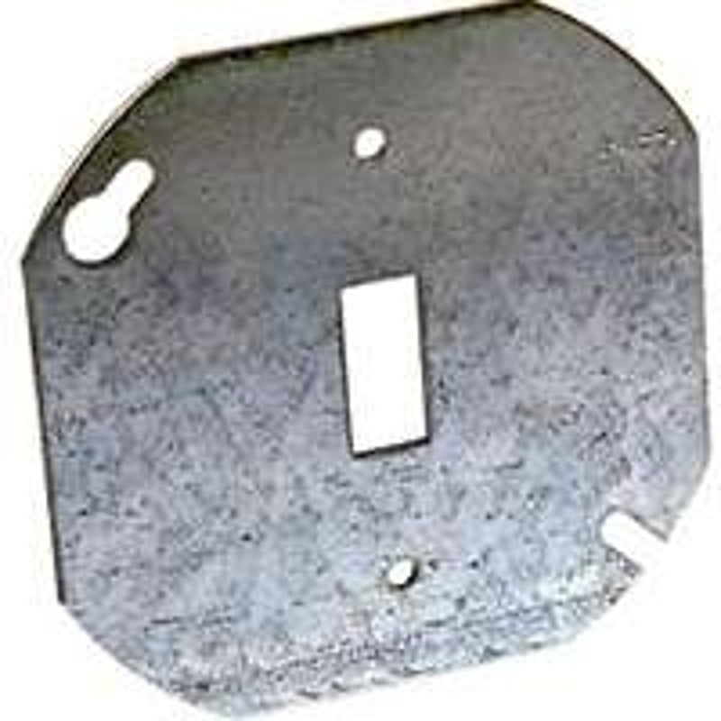 Raco 4RC-TS Cover Plate, 4 in Dia, 4 in L, 4 in W, Round, Steel, Silve ...