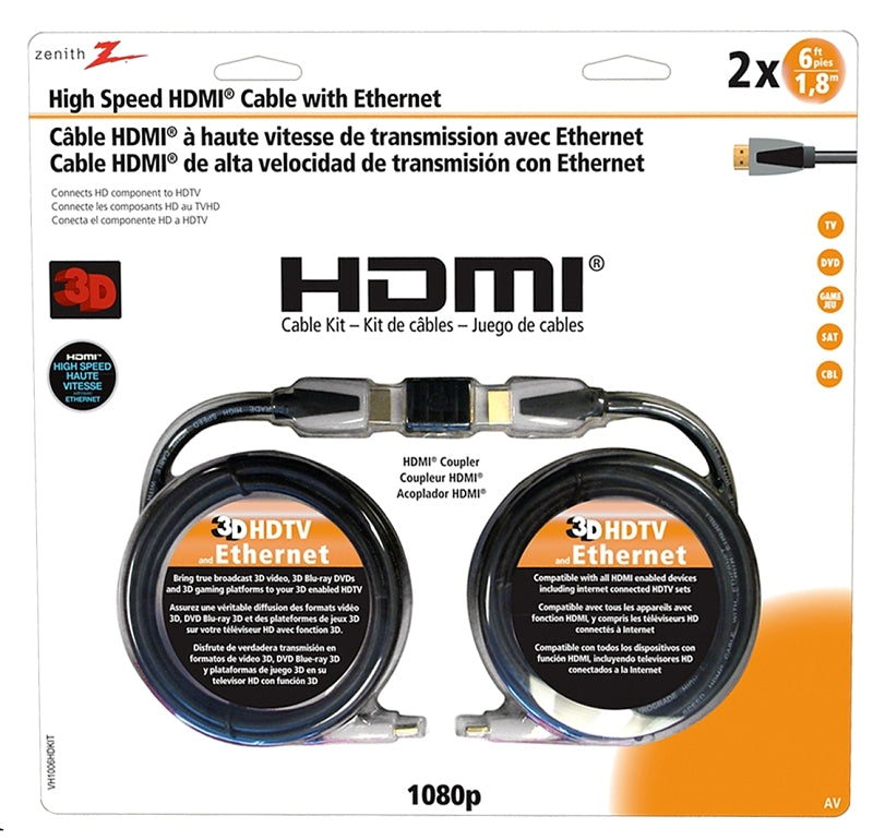 Zenith VH1006HDKIT HDMI Cable Kit, Black Sheath, 6 ft L – Shell Lumber ...