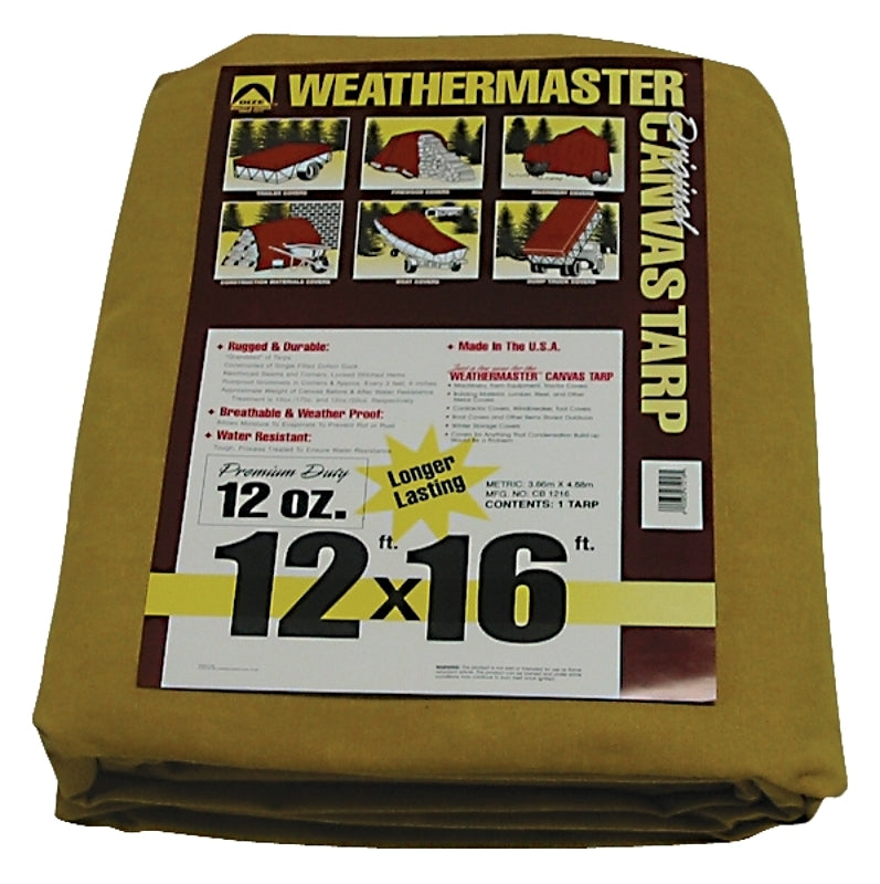 Dize Weathermaster CB1216D Tarpaulin, 16 ft L, 12 ft W, Canvas, Tan ...