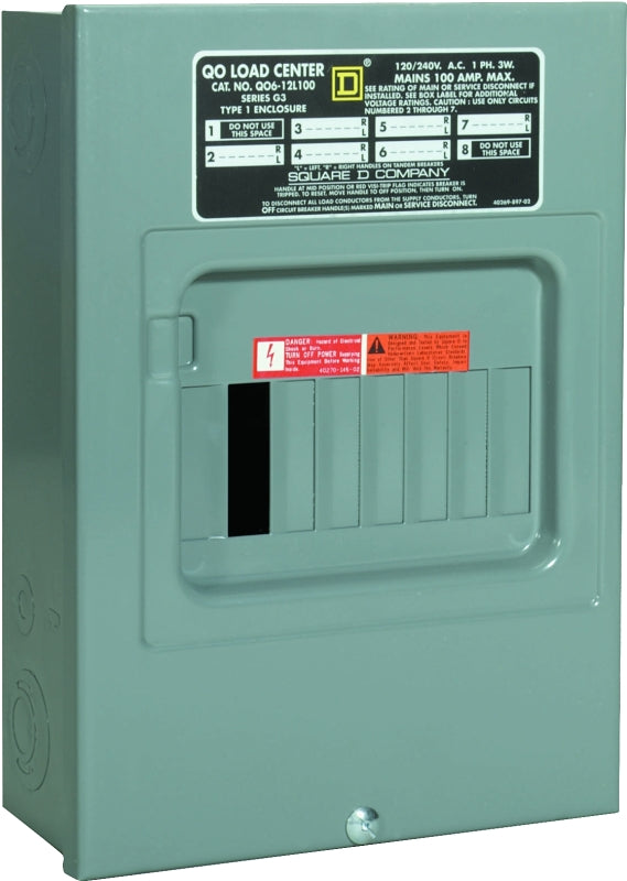 Square D QO QO612L100SCP Load Center, 100 A, 6-Space, 12-Circuit, Main ...