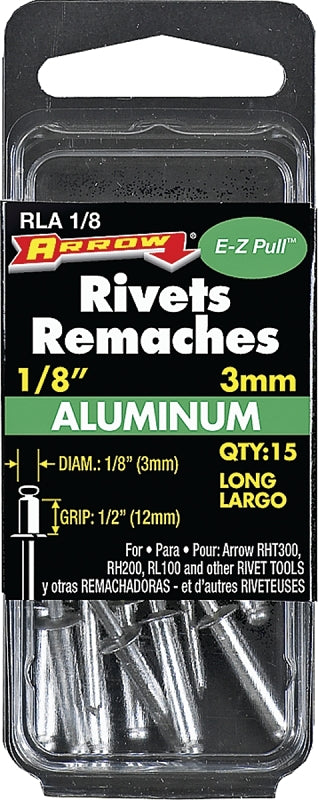 Arrow RLA1/8 Pop Rivet, Long, 1/2 in Grip, 1/2 in L, Aluminum, 15/PK ...