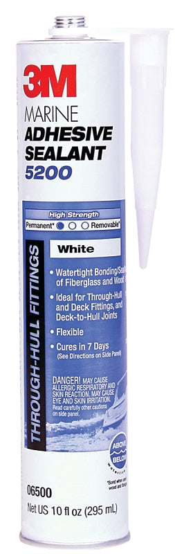 3M 6500 Marine Adhesive Sealant, White, 5 days Curing, 40 to 100 deg F ...