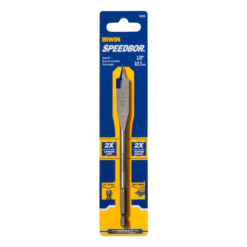 Irwin SPEEDBOR 88808 Spade Drill Bit, 1/2 in Dia, 6 in OAL, Standard L ...