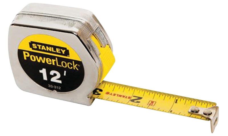STANLEY PowerLock 33-312L Tape Measure, 12 ft L Blade, 3/4 in W Blade ...