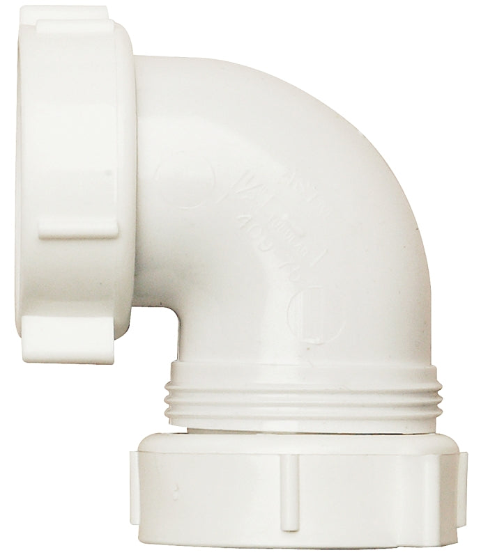 Plumb Pak PP66-10W Drain Pipe Elbow, 1-1/2 in, Slip-Joint, PVC, White ...