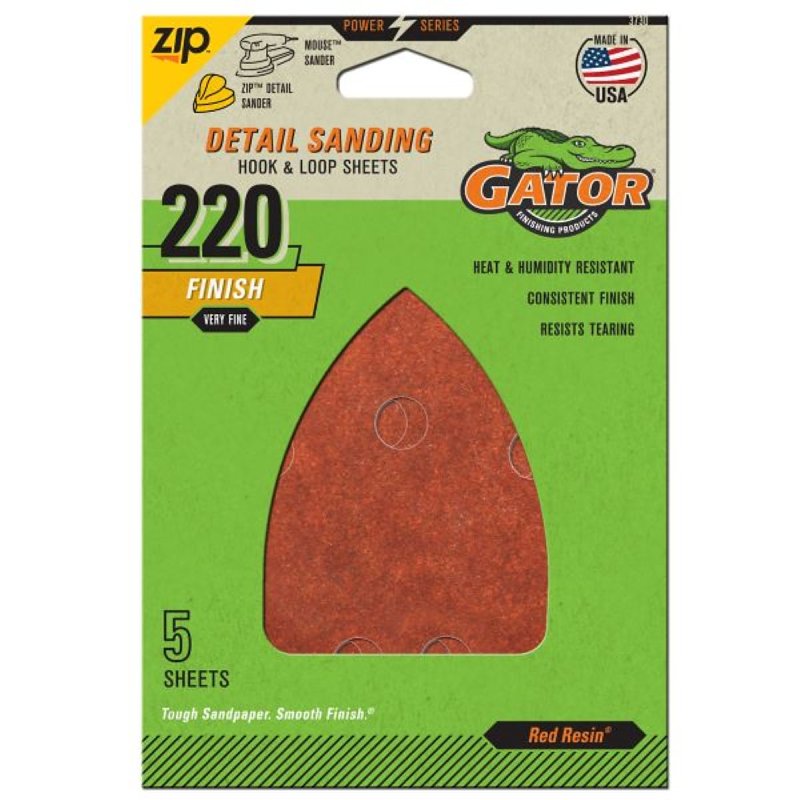 Gator 3730 Sanding Sheet, 3-1/2 in W, 5 in L, 220 Grit, Extra Fine, Al ...