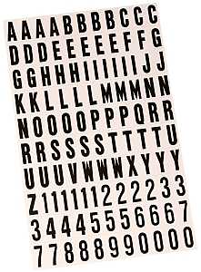 Hy-Ko MM-6 Packaged Number and Letter Set, 3/4 in H Character, Black C ...