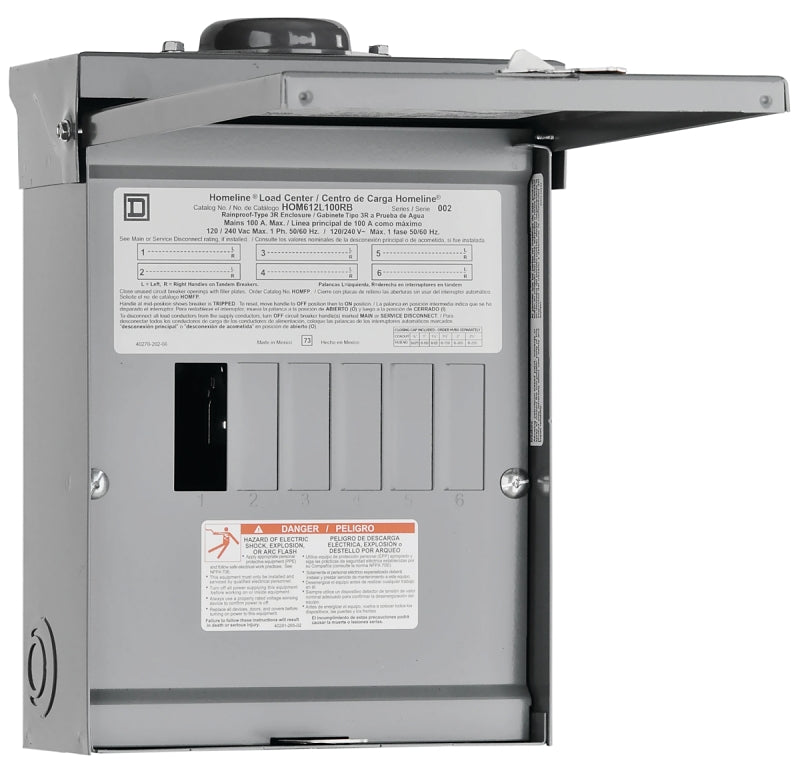 Square D Homeline HOM612L100RBCP Load Center, 100 A, 6 -Space, 12 -Cir ...